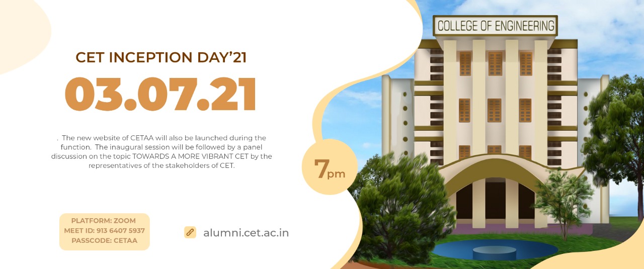 CET INCEPTION DAY '21 ON 03.07.2021 - College of Engineering Trivandrum
