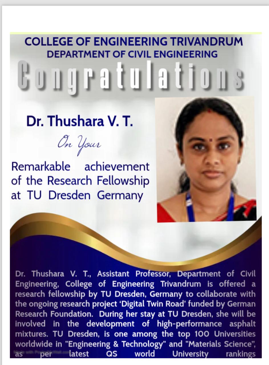 Dr. Thushara V. T. received the Research Fellowship at TU Dresden Germany - College of ...