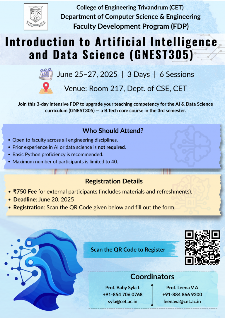 3-Day Faculty Development Program on AI & Data Science - College of ...