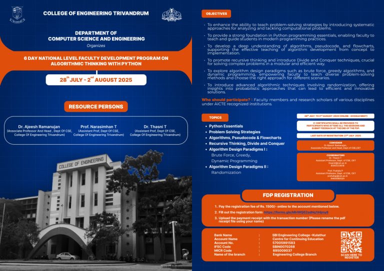 6-Day National Level Faculty Development Program (FDP) on “Algorithmic Thinking with Python ...